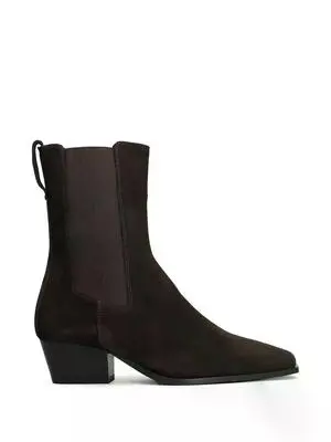 BIBI LOU Suede Square-toe Ankle Boots - Brown