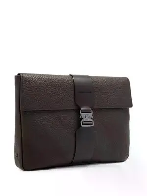 PIQUADRO Buckle-fastening Pebbled Laptop Case
