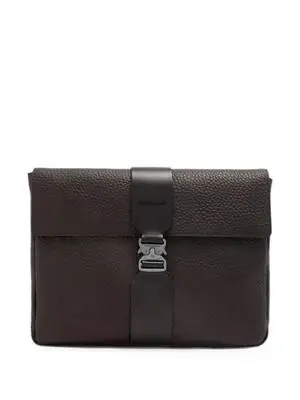 PIQUADRO Buckle-fastening Pebbled Laptop Case - Brown