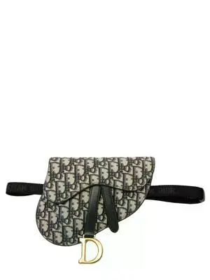 Dior 2019 Mini Oblique Canvas Saddle Pouch Belt Bag - Blue