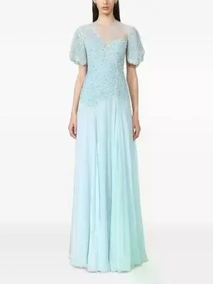 Costarellos Crystal-embellished Silk-georgette Gown