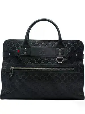 Gucci 2016-2026 Guccissima Web Business Bag - Black