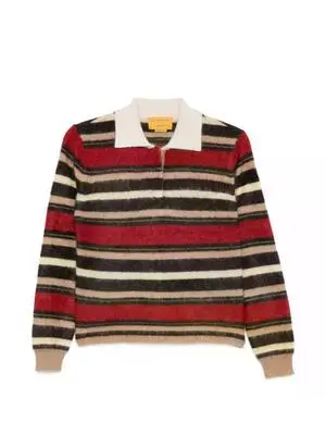 Guest In Residence Grizzly Cropped Rugby Striped Cashmere Polo Shirt - Red