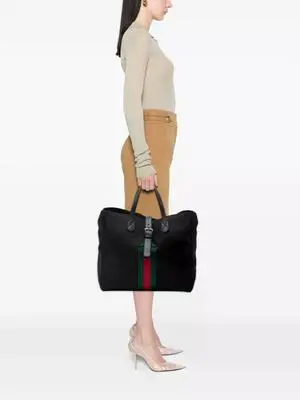 Gucci 2016-2026 Canvas Techno Web Buckle Tote Bag - Black