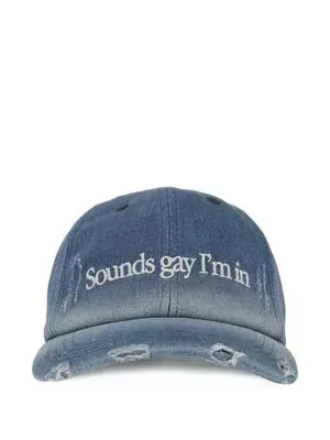 CARNE BOLLENTE Distressed Denim Baseball Cap - Blue