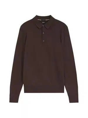 BOSS Merino Wool Polo Sweater - Brown