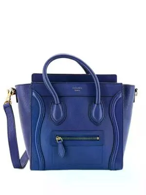Celine Luggage Bag Grainy Leather Nano Crossbody Bag - Blue