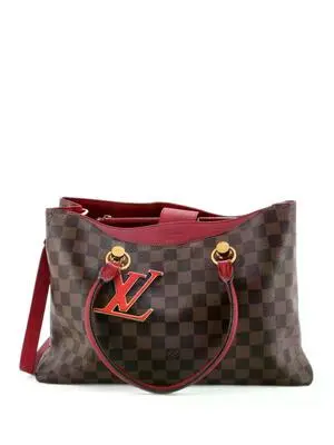 LOUIS VUITTON Riverside Handbag Damier With Leather Tote Bag - Brown