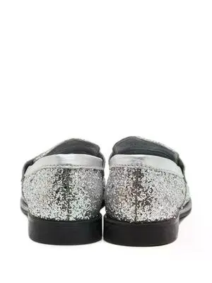 Miu Miu Sequin Slip-on Loafers - Silver