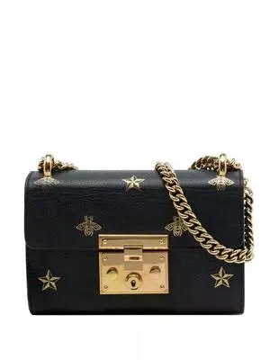 Gucci 2016-2026 Small Calfskin Bee Star Padlock Crossbody Bag - Black