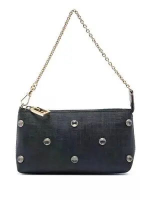 Fendi 2000-2010 Studded Spalmati Chain Pochette Shoulder Bag - Black