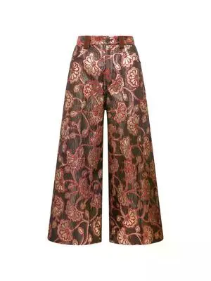 Malìparmi Gilded Garden Jacquard Wide-leg Trousers - Brown