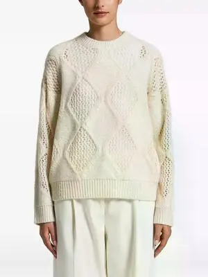 Peserico Diamond-knit Sequin-embellished Sweater - Neutrals