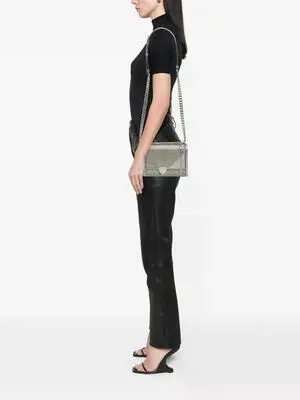 Dior 2015 Small Calfskin Diorama Crystal Embellished Flap Crossbody Bag - Silver