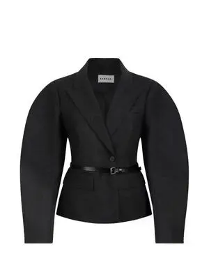 P.a.r.o.s.h Belted Puff-sleeve Blazer - Grey