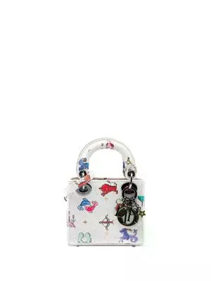 Dior 2022 Micro Calfskin Pixel Zodiac Lady Satchel - White