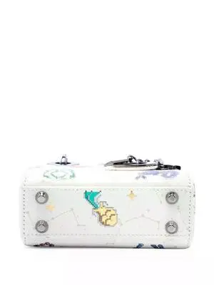 Dior 2022 Micro Calfskin Pixel Zodiac Lady Satchel - White