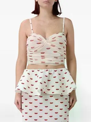 Fiorucci Lips-print Bandeau Top