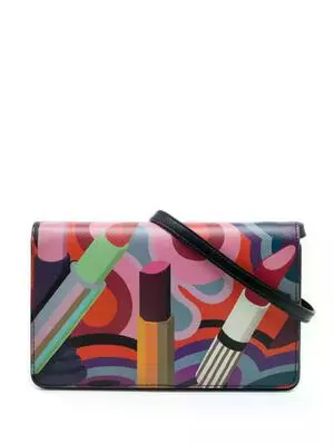 Prada 2015 Saffiano Lipstick Print Wallet On Strap Crossbody Bag - Multicolour