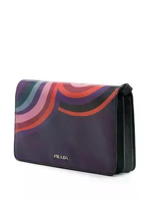 Prada 2015 Saffiano Lipstick Print Wallet On Strap Crossbody Bag