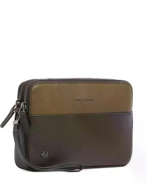 PIQUADRO Two-tone Leather Clutch Bag - Brown
