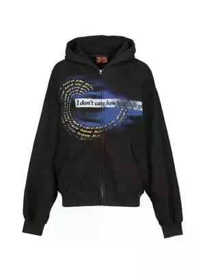 PRAYING Graphic-print Zip-up Hoodie - Black
