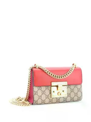 Gucci Padlock Shoulder Bag Gg Coated Canvas And Leather Small Crossbody Bag - Brown