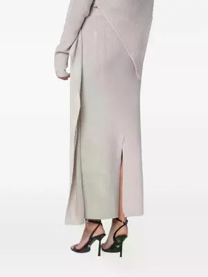 ENTIRE STUDIOS Draped Ribbed-knit Maxi Skirt - Neutrals