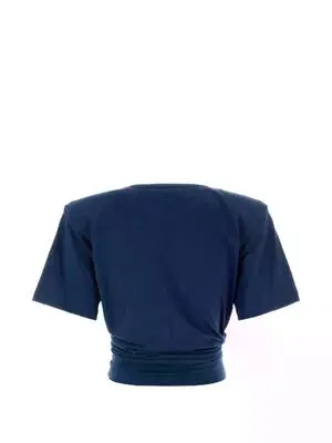 Magda Butrym Padded-shoulder Knotted T-shirt - Blue