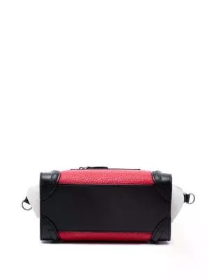 Celine 2017 Nano Tricolor Nubuck And Calfskin Luggage Tote Satchel - Red