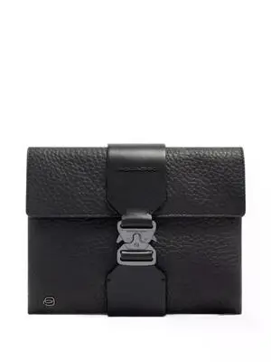 PIQUADRO Buckle-fastening Pebbled Laptop Bag - Black
