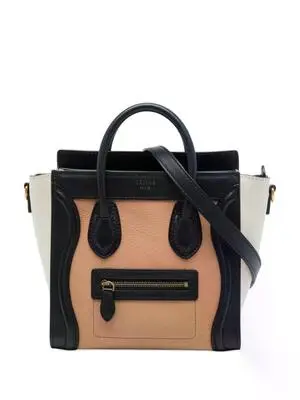 Celine 2013 Nano Tricolor Leather Luggage Tote Satchel - Brown