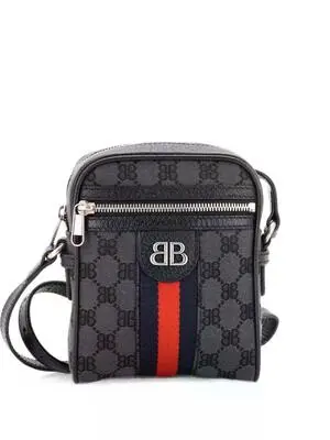 Balenciaga X Gucci The Hacker Project Zip Messenger Bag Bb Canvas Mini Crossbody Bag - Black