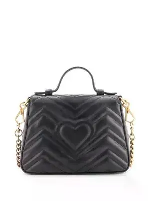 Gucci Gg Marmont Top Handle Flap Bag Matelasse Leather Mini Satchel
