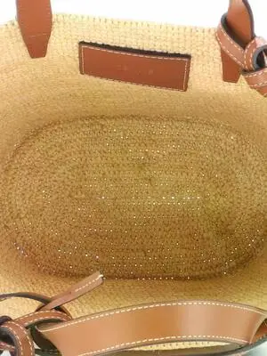 Celine Classic Panier Raffia And Leather Teen Tote Bag