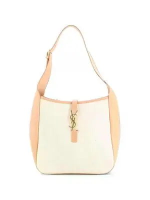 Saint Laurent Le 5 A 7 Supple Canvas And Leather Small Hobo Bag - Neutrals