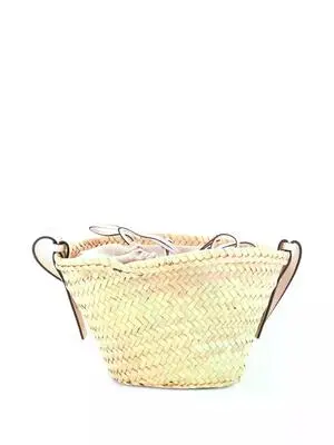 Loewe Drawstring Bucket Raffia And Leather Crossbody Bag