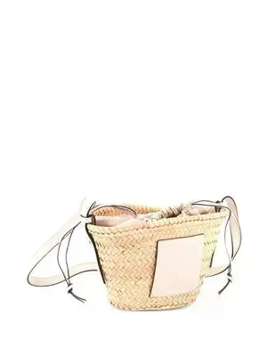 Loewe Drawstring Bucket Raffia And Leather Crossbody Bag