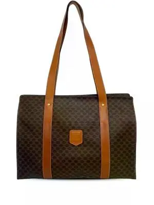 Celine 1996 Macadam Coated Canvas Tote Bag - Brown