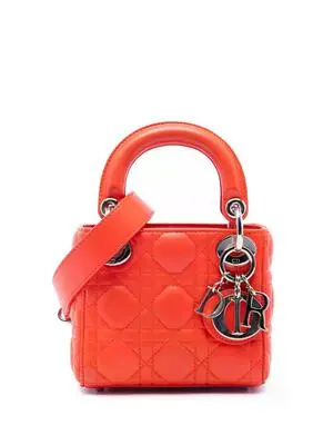 Dior 2015 Micro Lambskin Cannage Lady Satchel - Orange