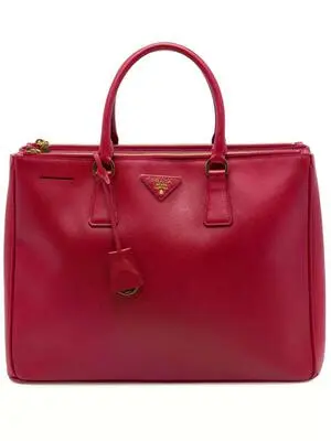 Prada 2013-2026 Large Saffiano Lux Galleria Double Zip Tote Bag - Red