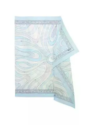 Emilio Pucci Marmo-print Cotton Sarong Blue