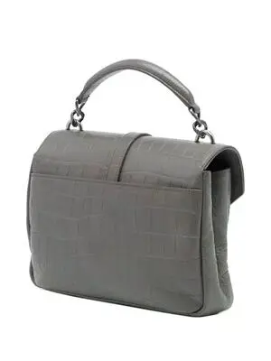 Saint Laurent 2016 Medium Croc Embossed Leather Monogram College Satchel