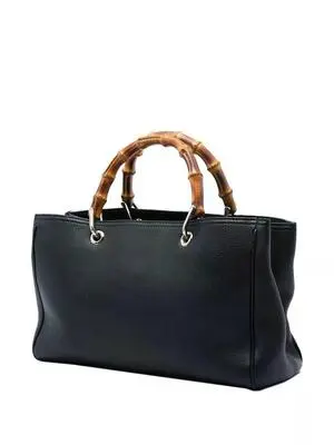 Gucci 2016-2026 Medium Calfskin Bamboo Shopper Satchel - Black