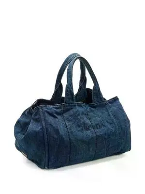 Prada Medium Canapa Logo Tote Bag - Blue
