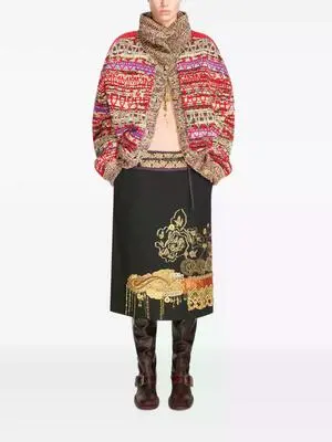 Dries Van Noten Jacquard Wool Cardigan - Red