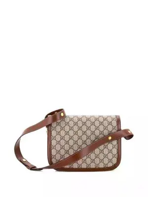 Gucci Horsebit 1955 Shoulder Bag Gg Coated Canvas With Leather Small Crossbody Bag - Brown