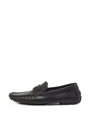 LOUIS VUITTON Monte Carlo Taiga Leather Loafers - Black