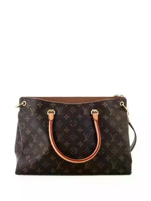 LOUIS VUITTON Pallas Tote Monogram Canvas With Leather Shoulder Bag - Brown