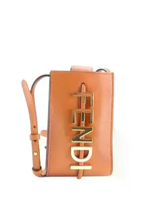 Fendi Fendigraphy Phone Pouch Leather Crossbody Bag - Brown